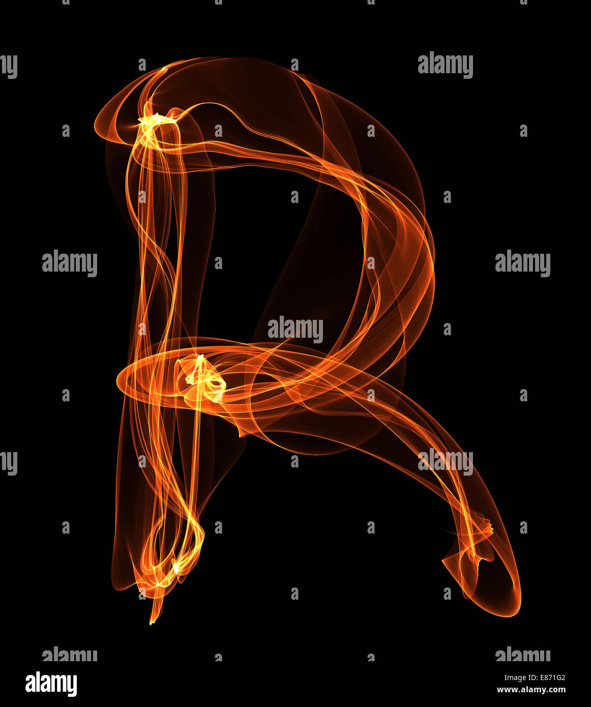 R letter in fire illustration Stock Photo - Alamy