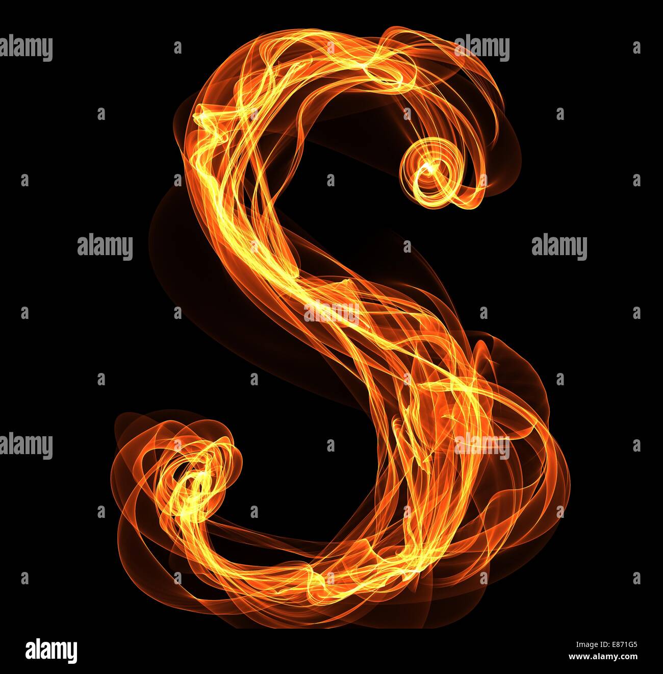 S letter in fire illustration Stock Photo - Alamy