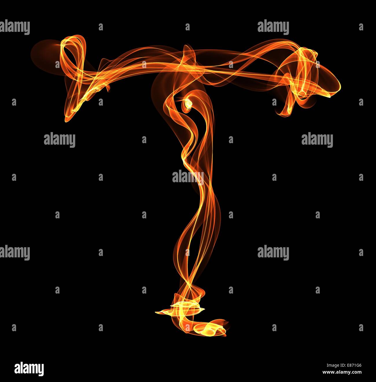 T letter in fire illustration Stock Photo - Alamy