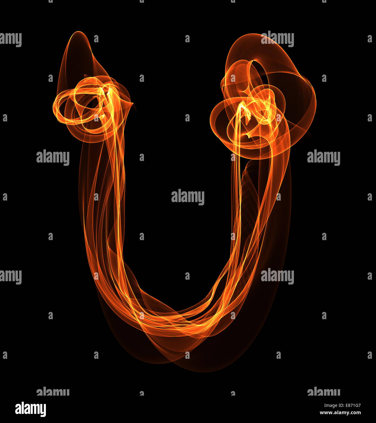 U letter in fire illustration Stock Photo - Alamy
