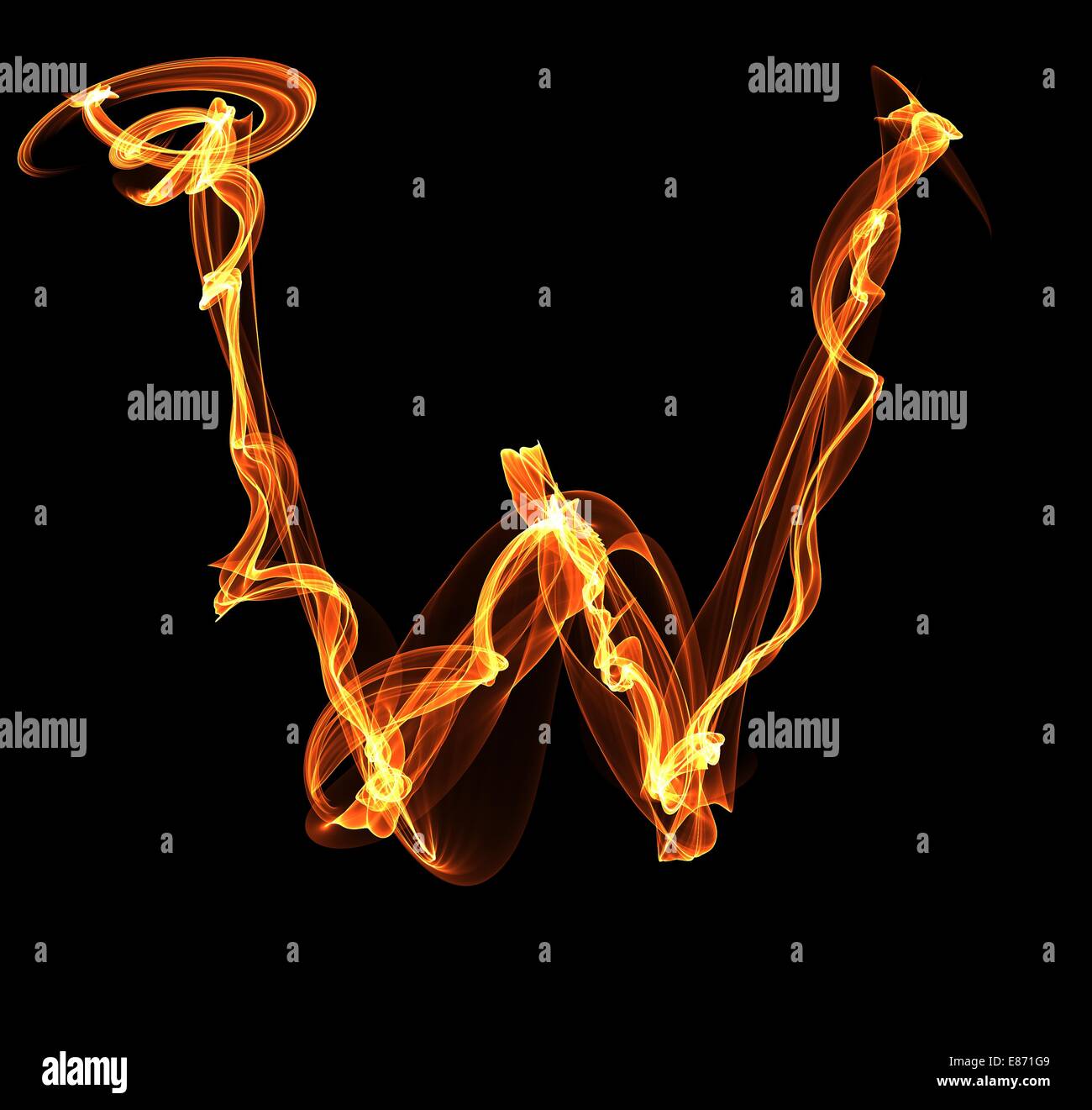 W letter in fire illustration Stock Photo - Alamy