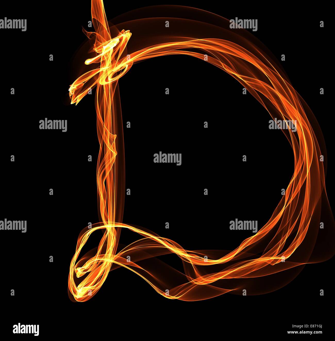 D letter in fire illustration Stock Photo - Alamy