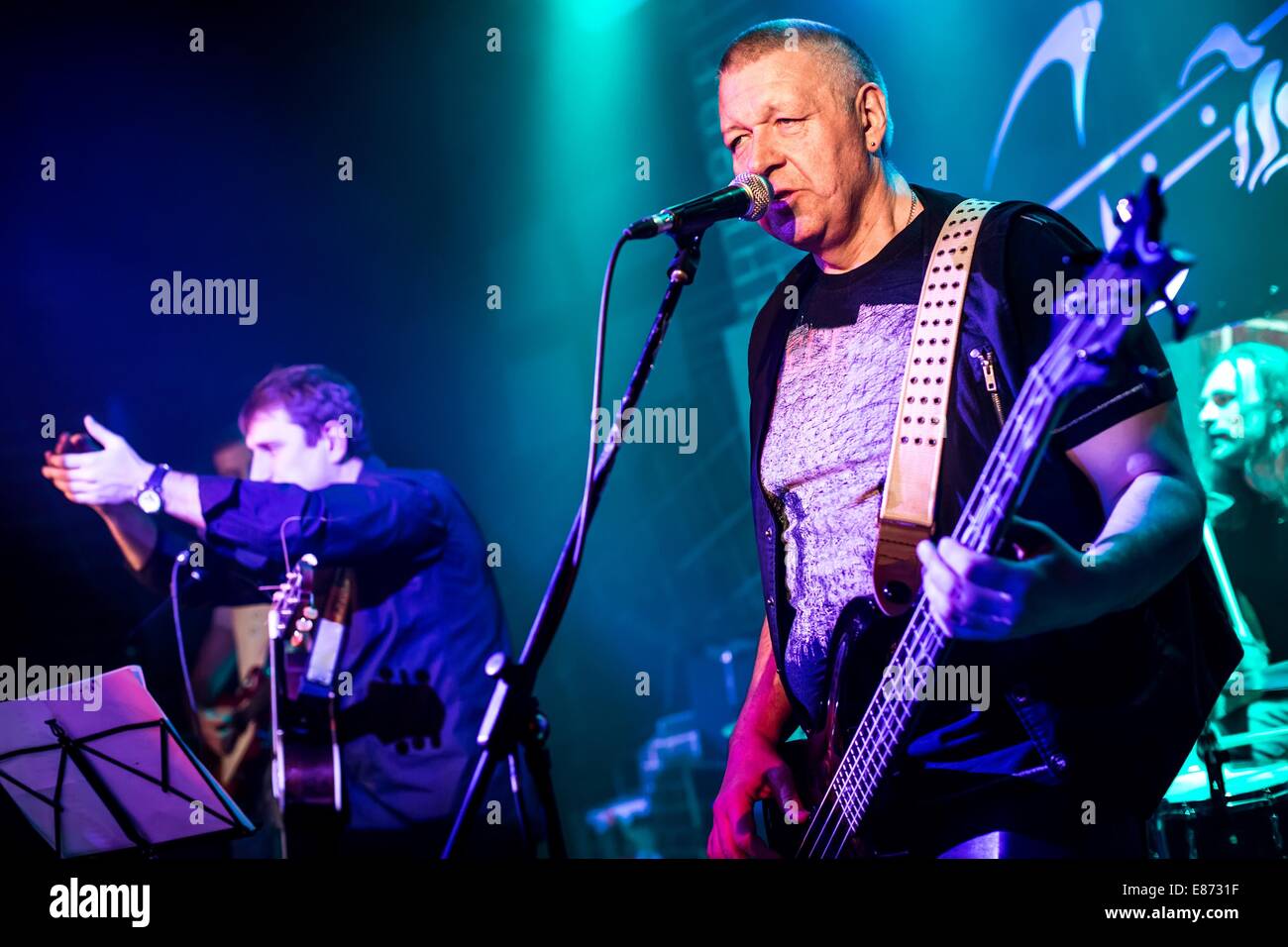 Band performs on stage, rock music concert Stock Photo - Alamy