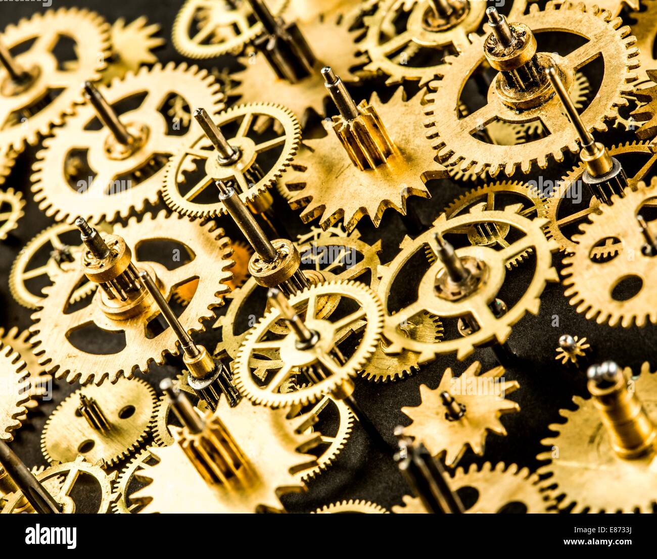 close up old mechanism on a black background Stock Photo - Alamy
