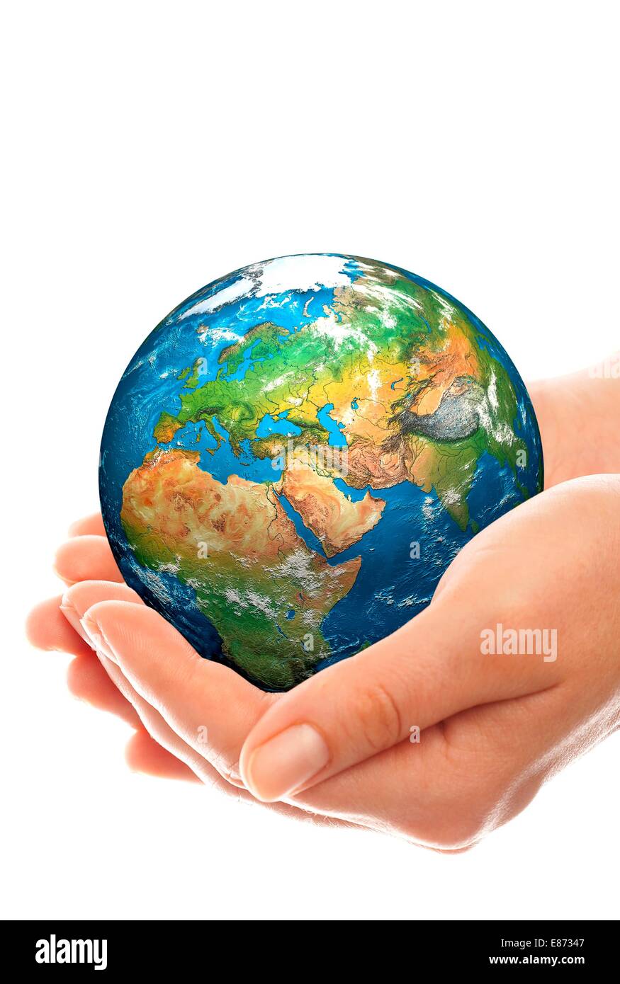 Human hand holding a globe Stock Photo - Alamy