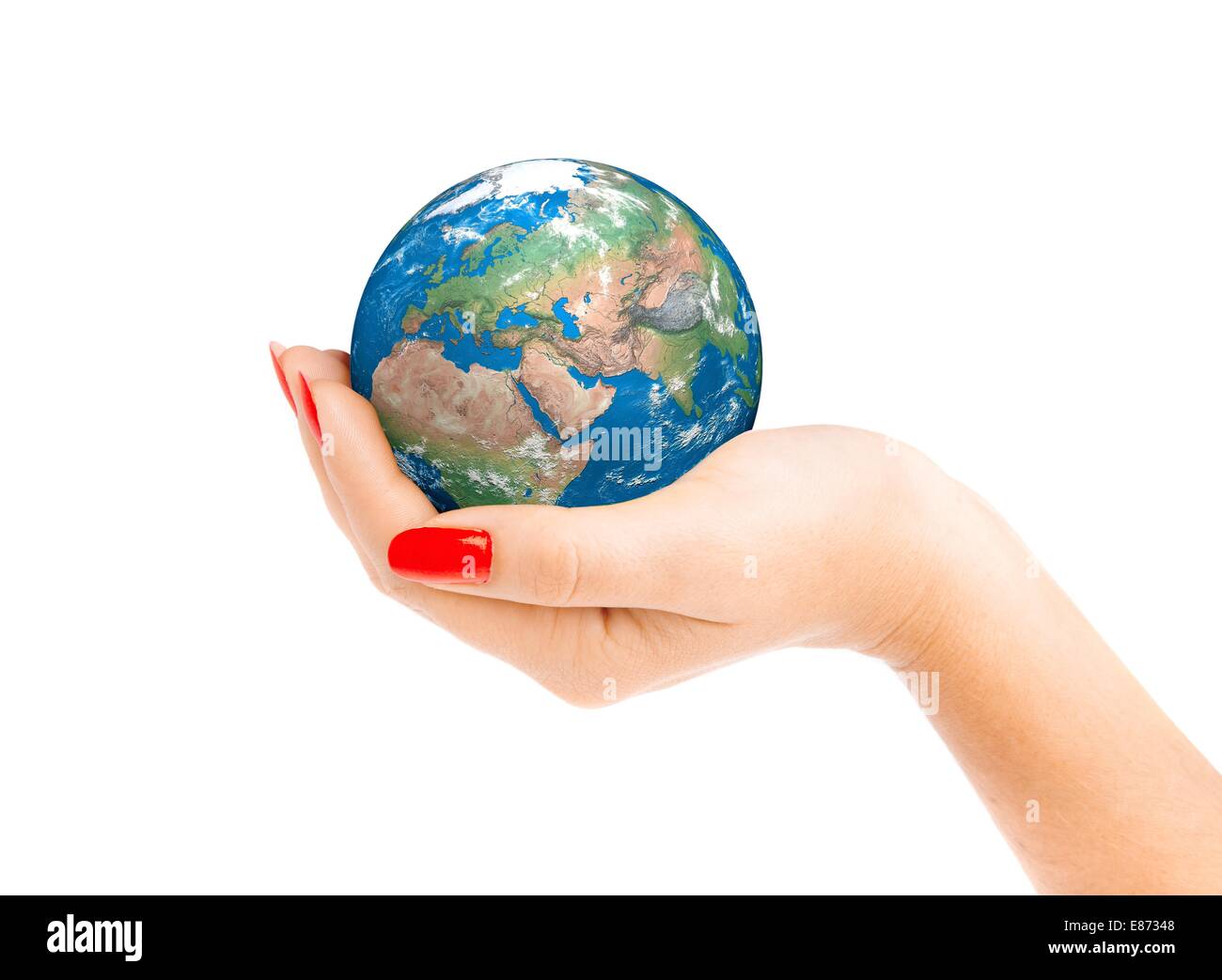 Human hand holding a globe Stock Photo - Alamy