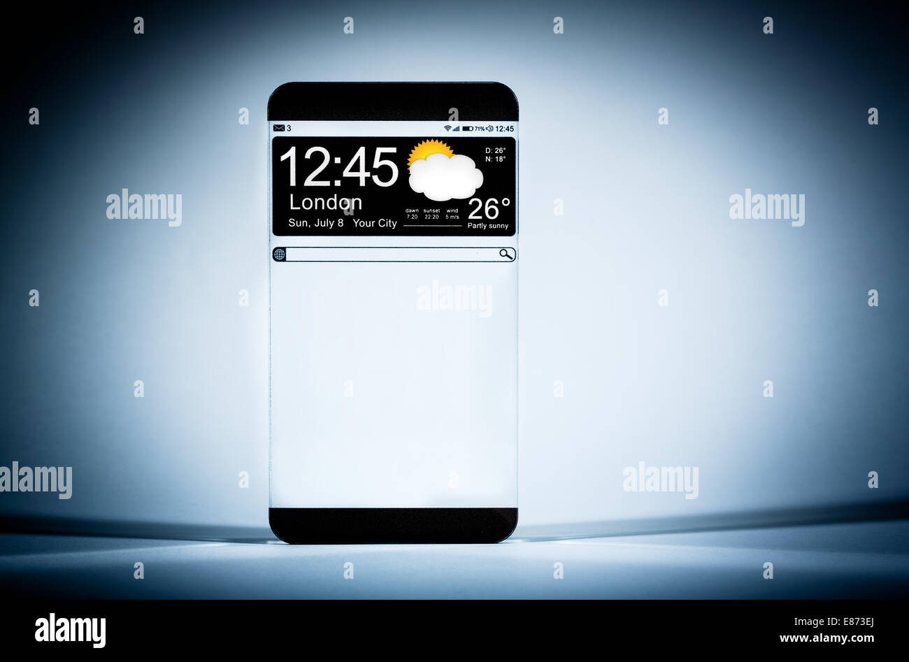 Futuristic Smart phone(copy space display) with a transparent display ...
