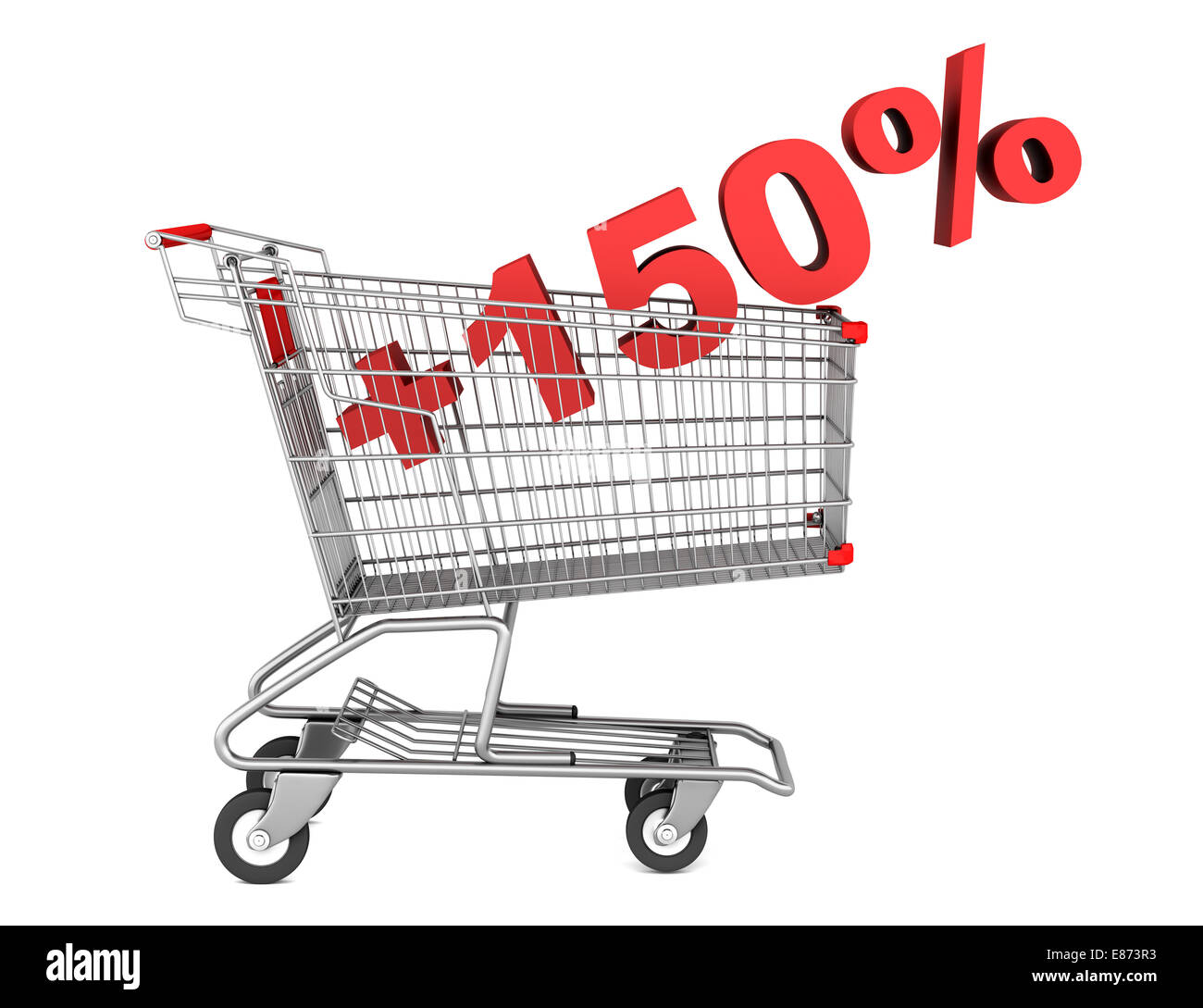 shopping cart with plus 150 percent sign isolated on white background ...