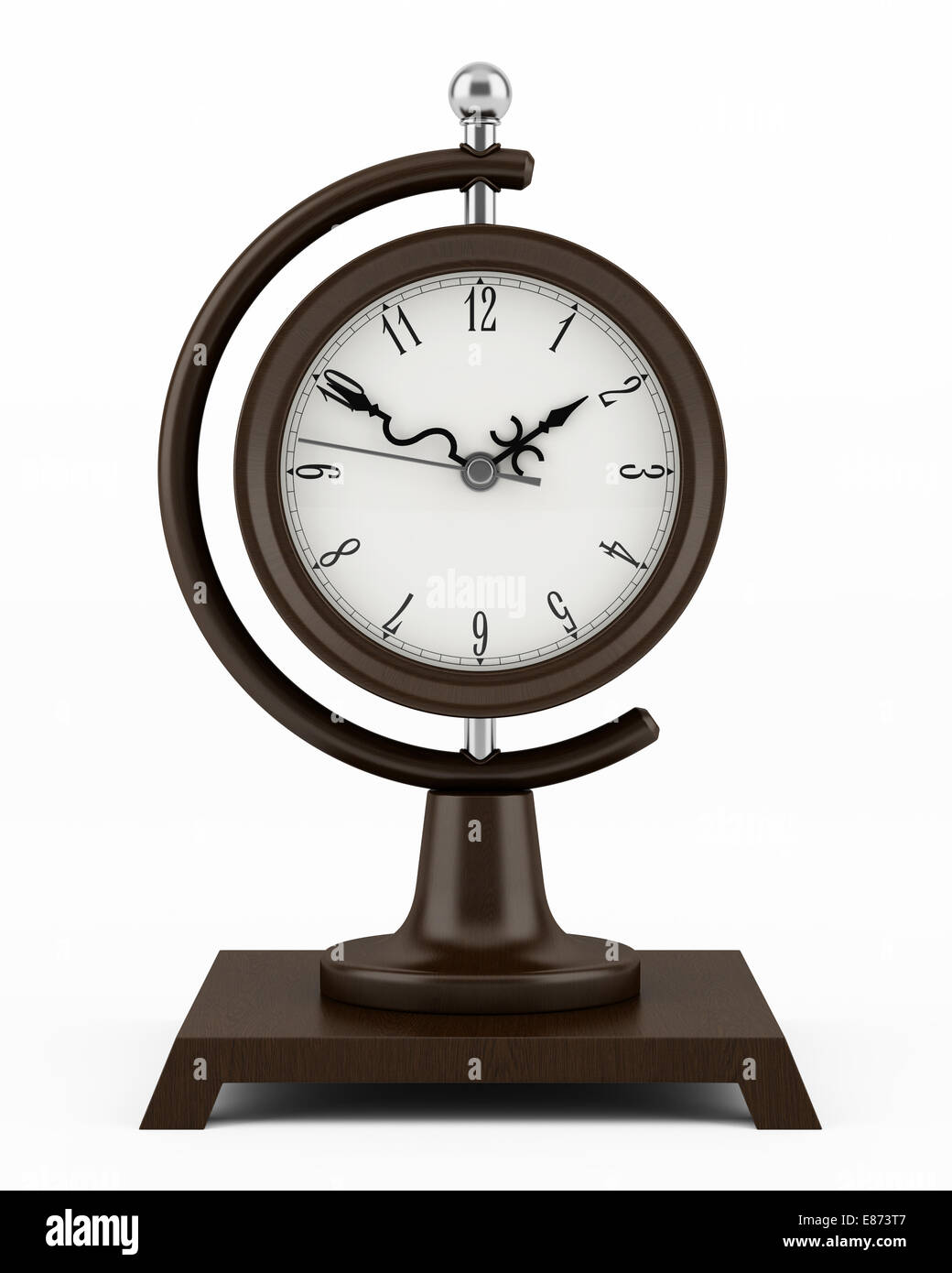 brown vintage table clock isolated on white background Stock Photo - Alamy