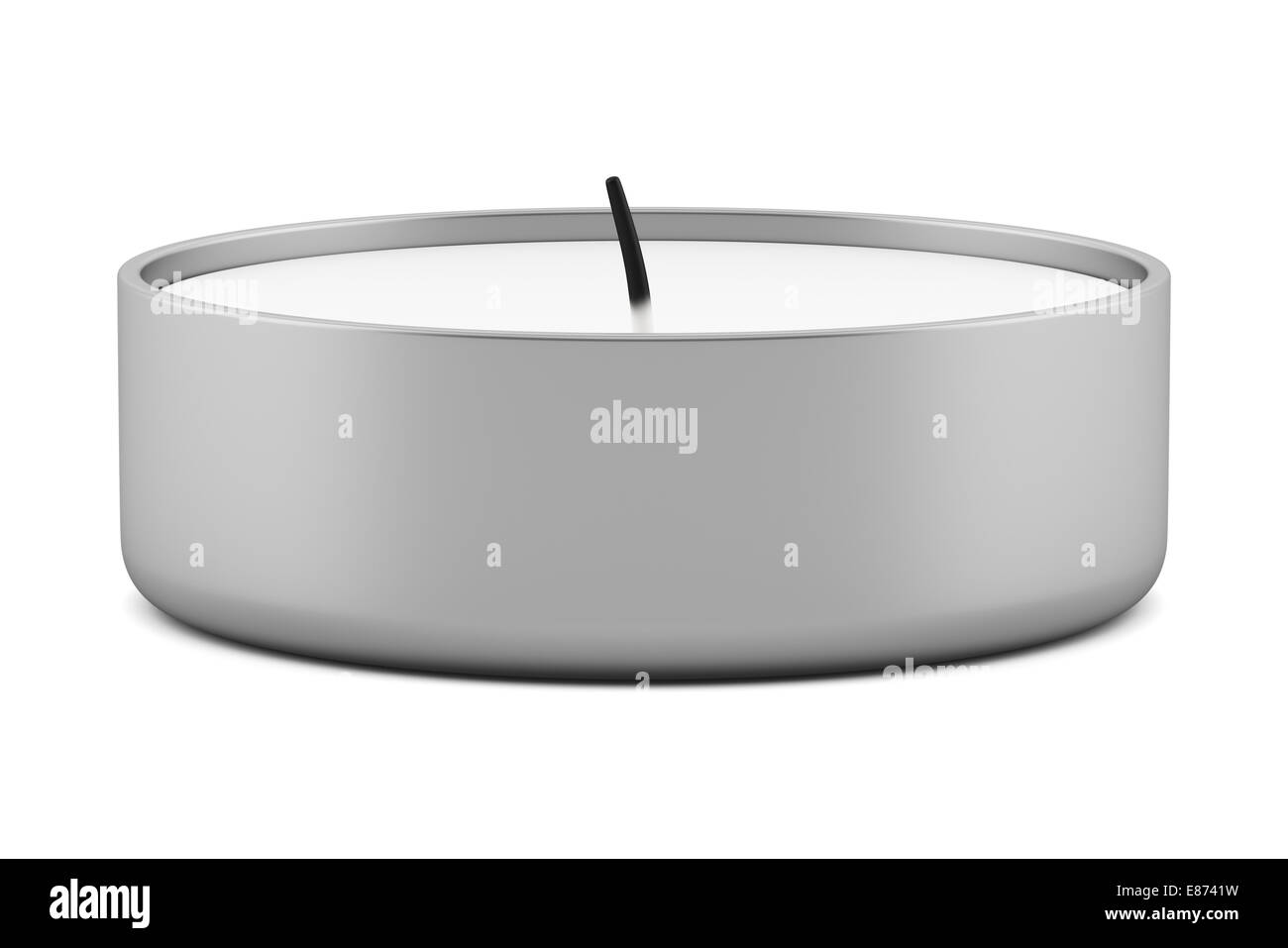 one tea light candle isolated on white background Stock Photo - Alamy