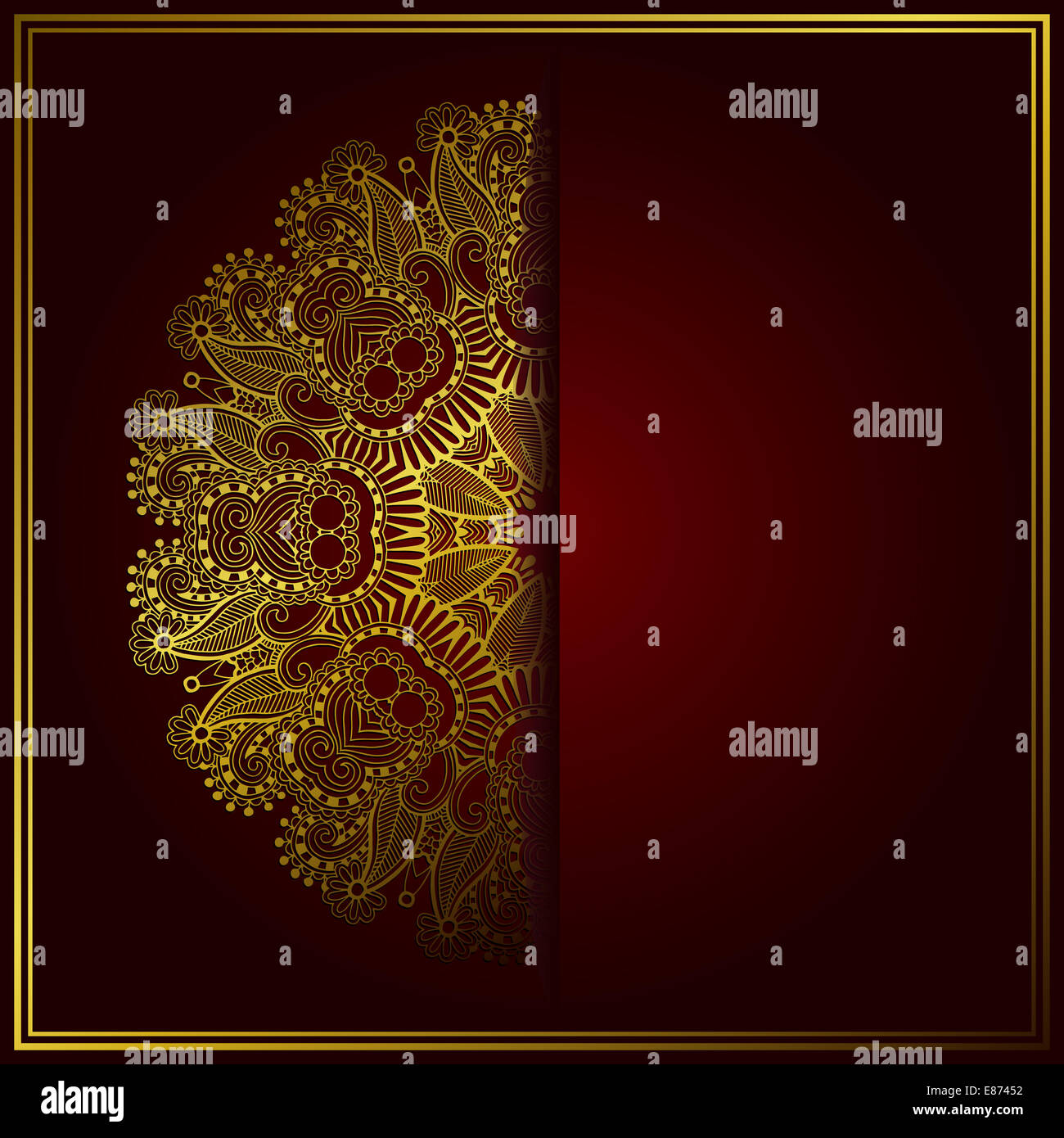 Elegant gold line art ornamental lace circle pattern, design whi Stock ...