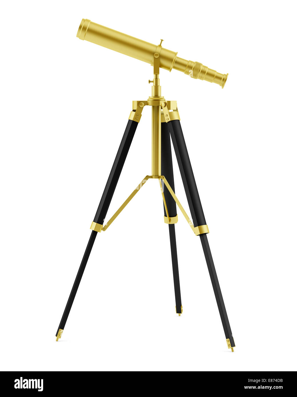 golden telescope on tripod isolated on white background Stock Photo - Alamy