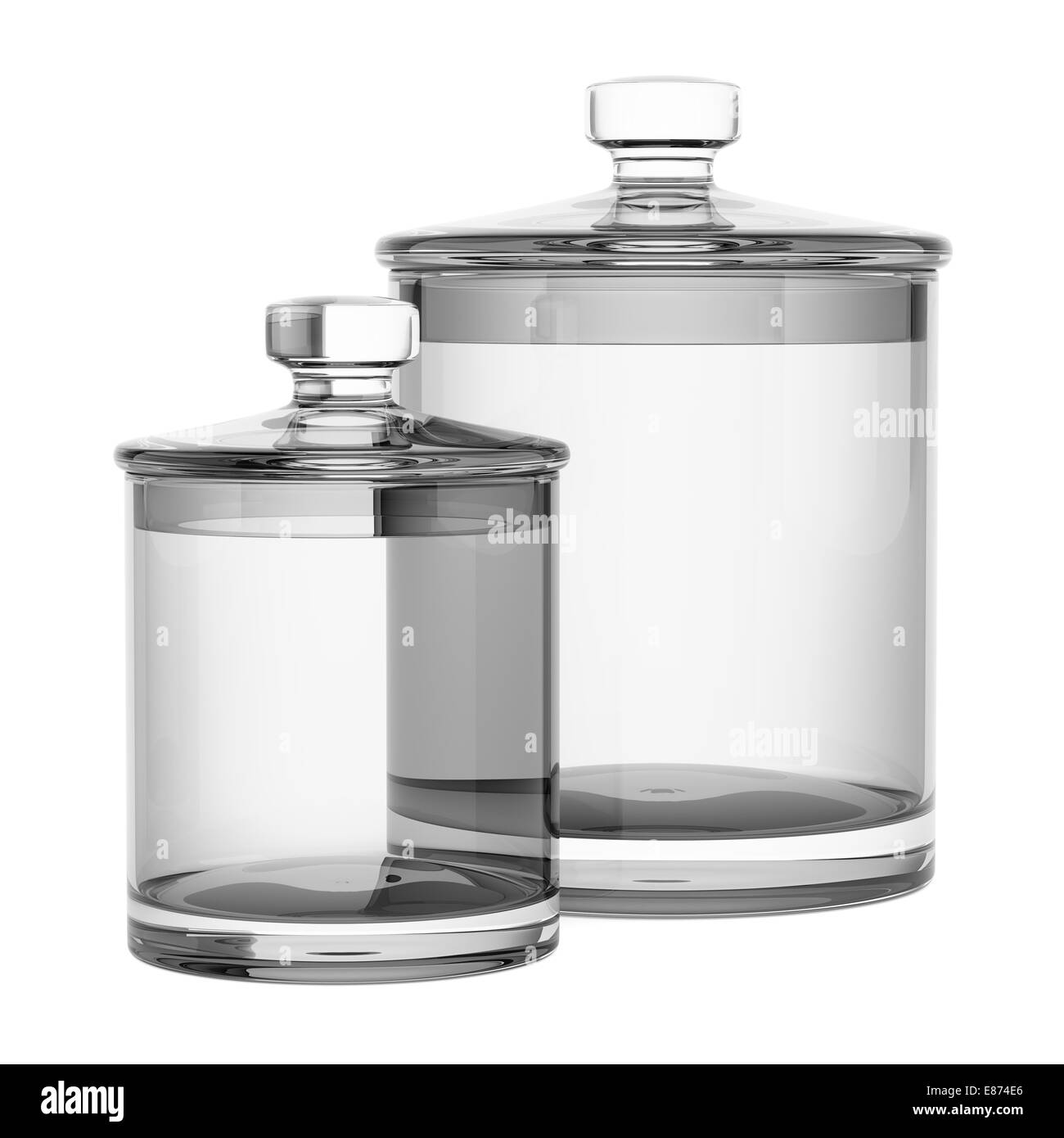 two empty glass jars isolated on white background Stock Photo - Alamy