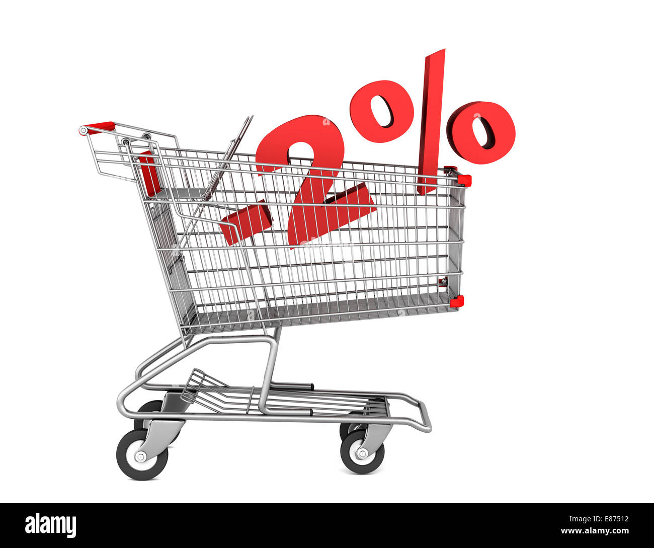 shopping cart with 2 percent discount isolated on white background ...