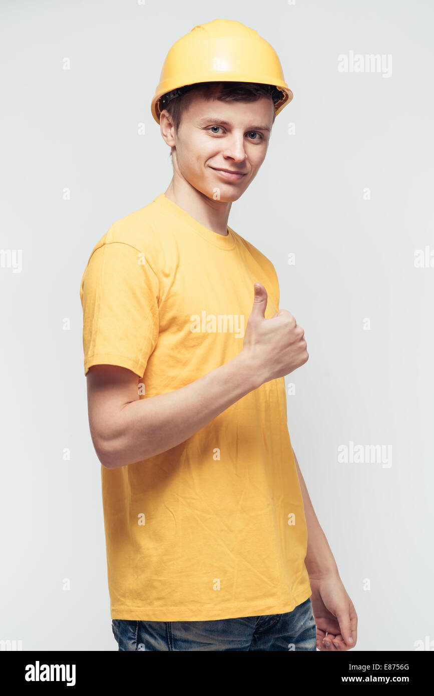 Portrait joyful man raised hands hi-res stock photography and images ...