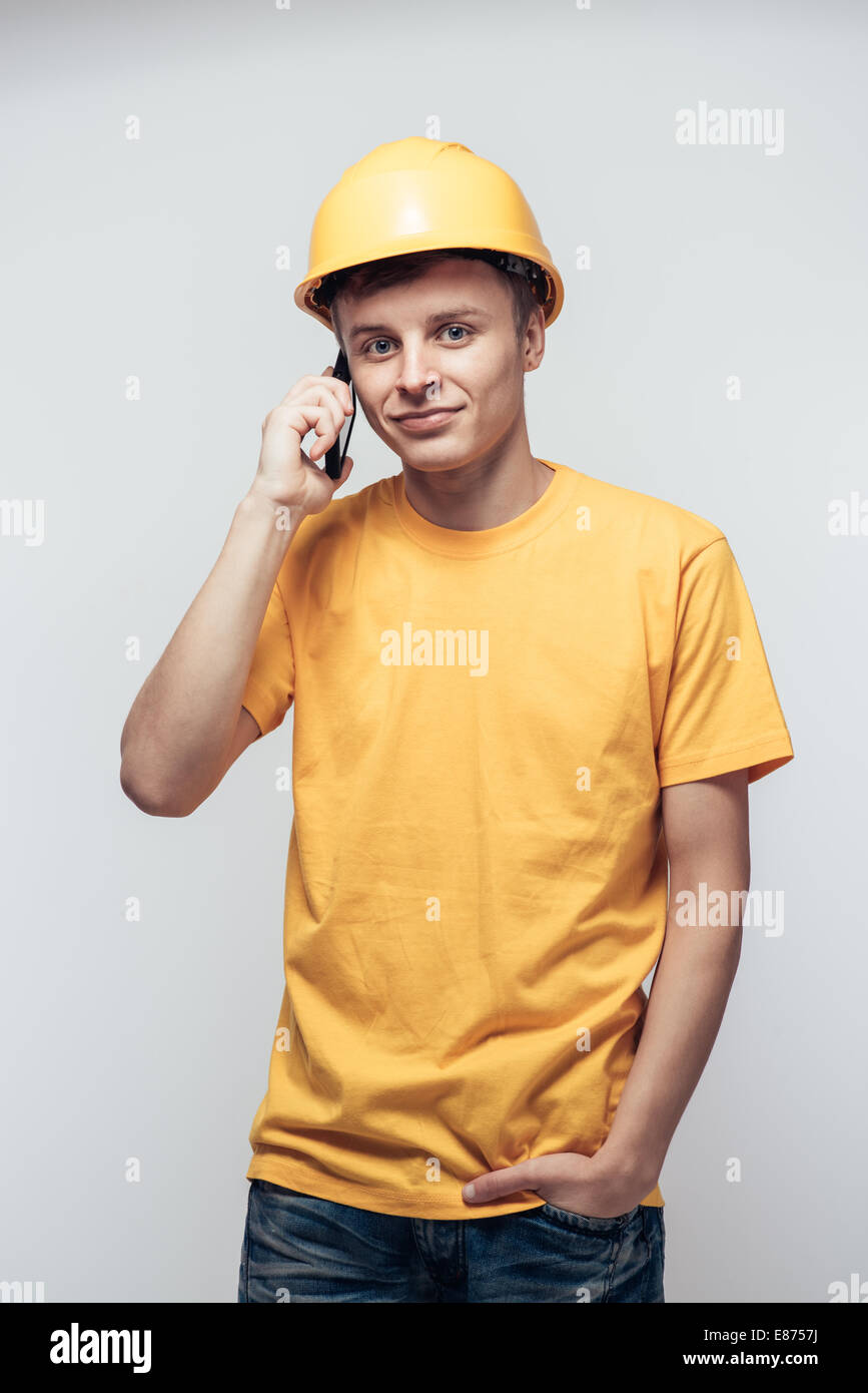 Civil engineer male hard hat phone hi-res stock photography and images ...