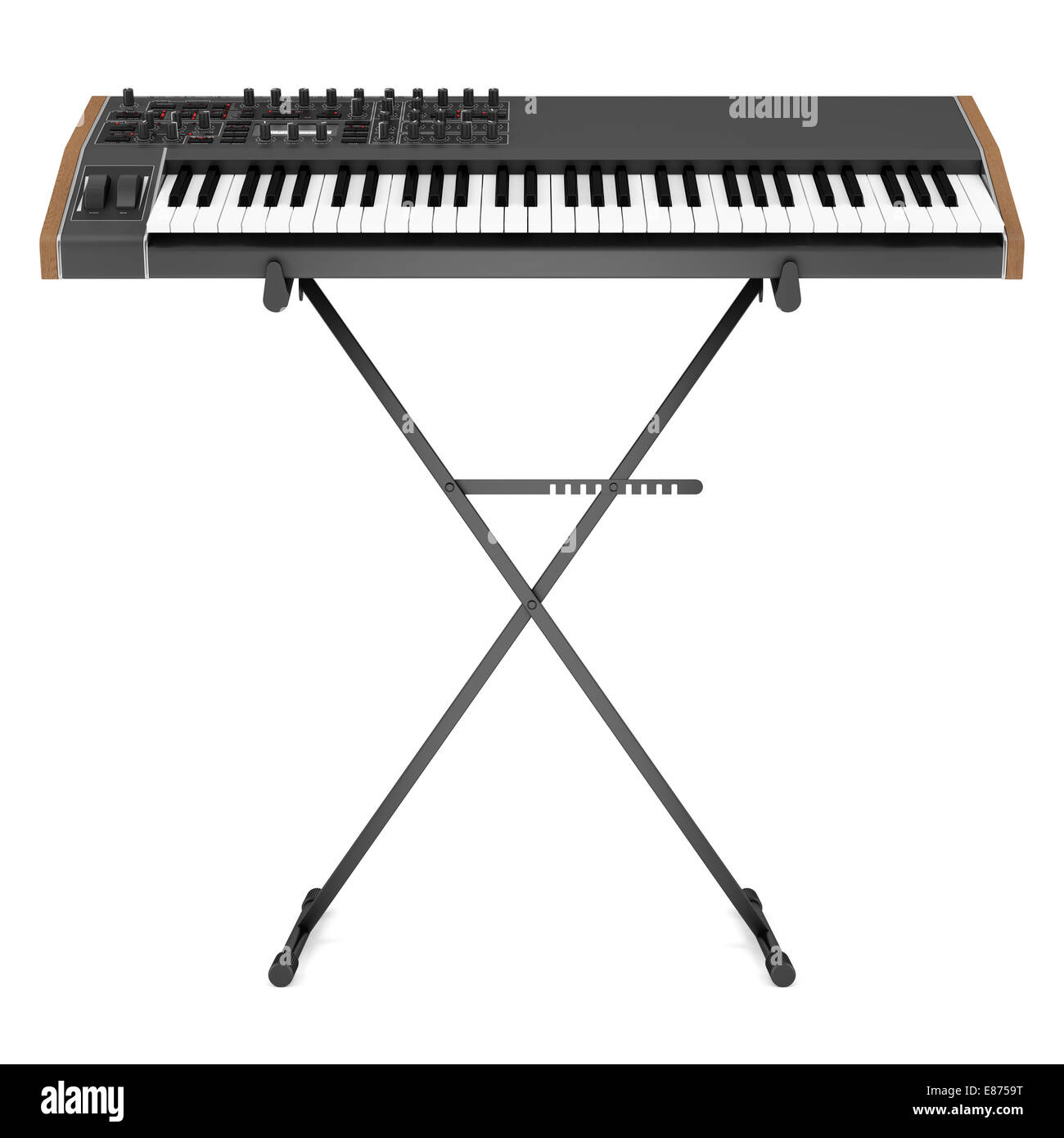 black synthesizer on stand isolated on white background Stock Photo - Alamy