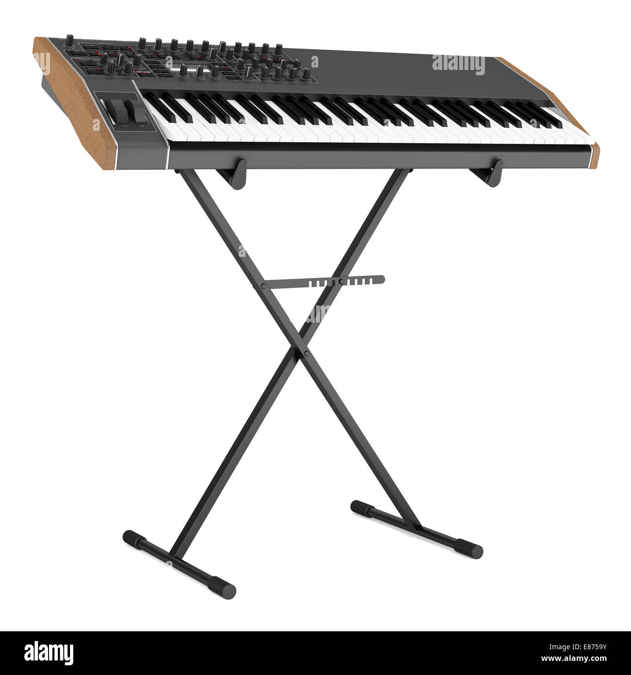 black synthesizer on stand isolated on white background Stock Photo - Alamy