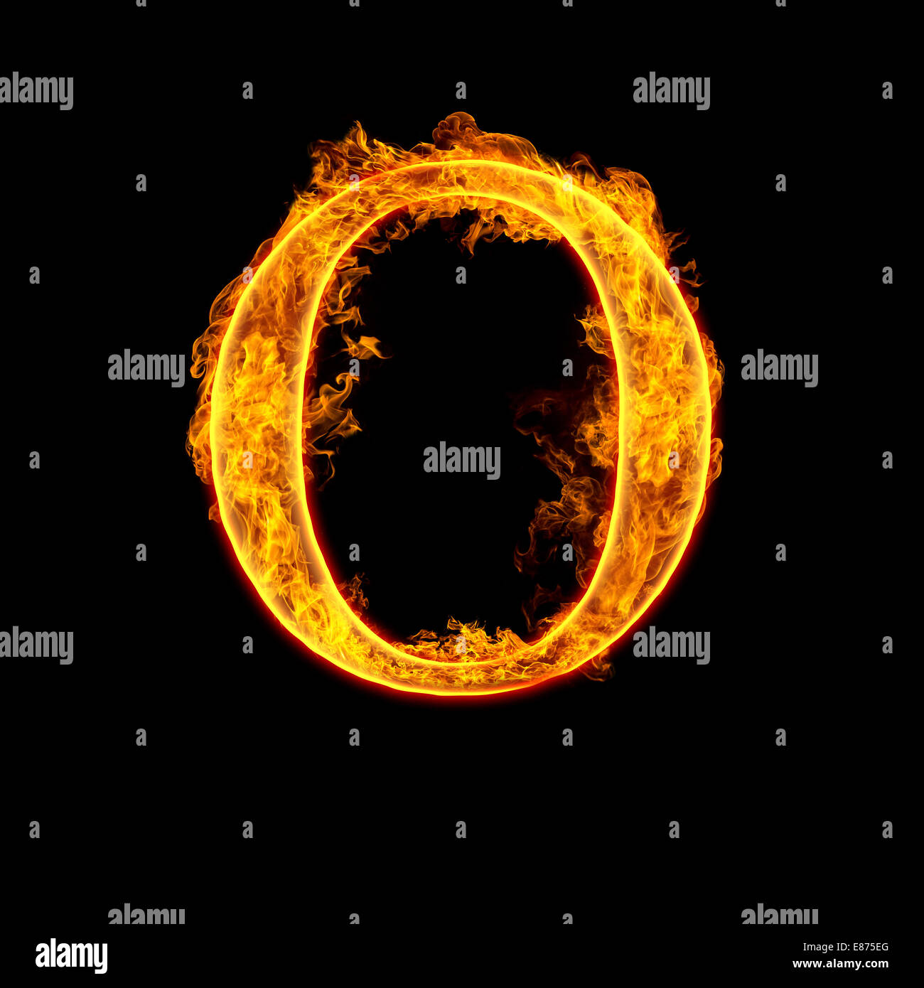 Fire alphabet letter O isolated on black background Stock Photo - Alamy