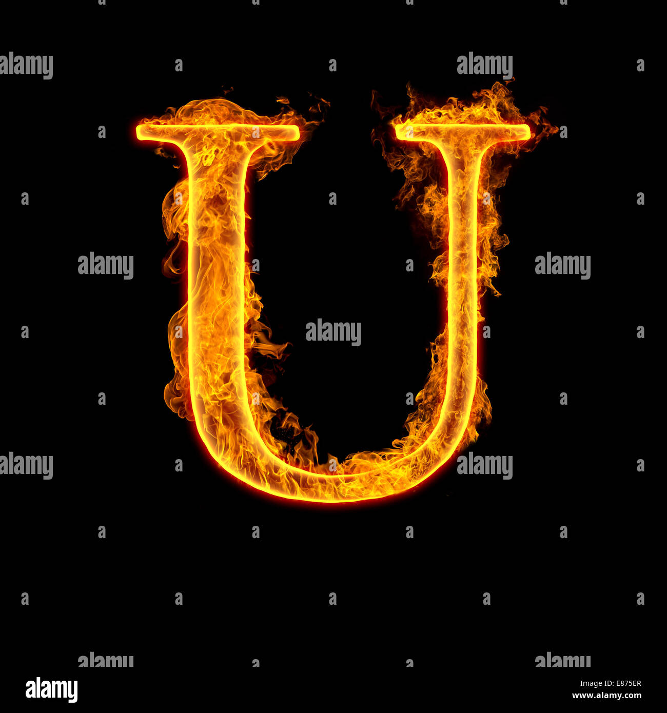 Fire alphabet letter U isolated on black background Stock Photo - Alamy