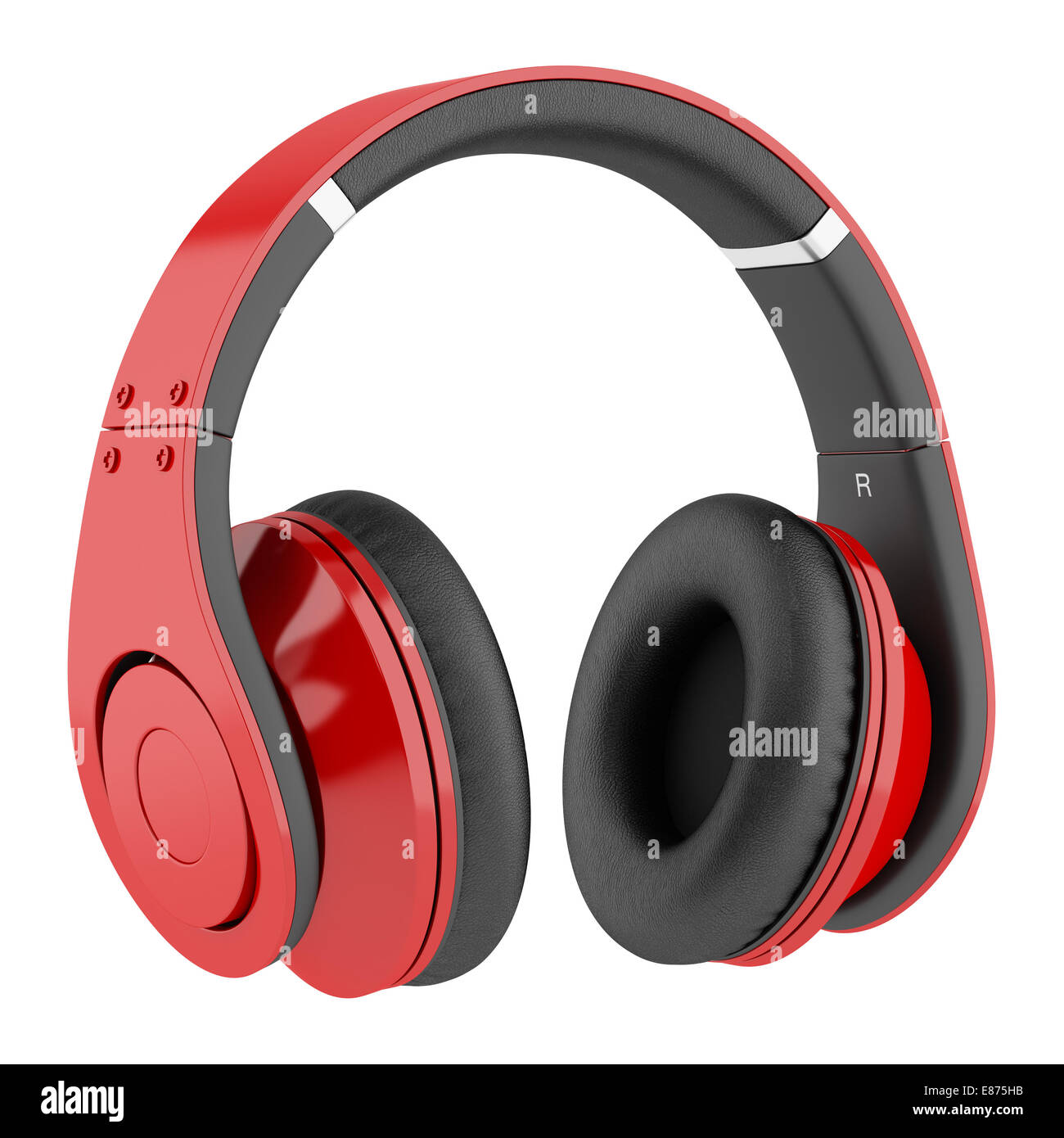 red and black wireless headphones isolated on white background Stock ...