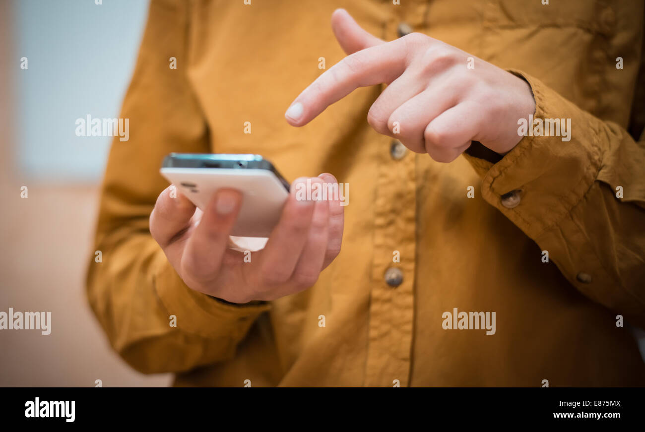 Close up of a man using mobile smart phone Stock Photo - Alamy