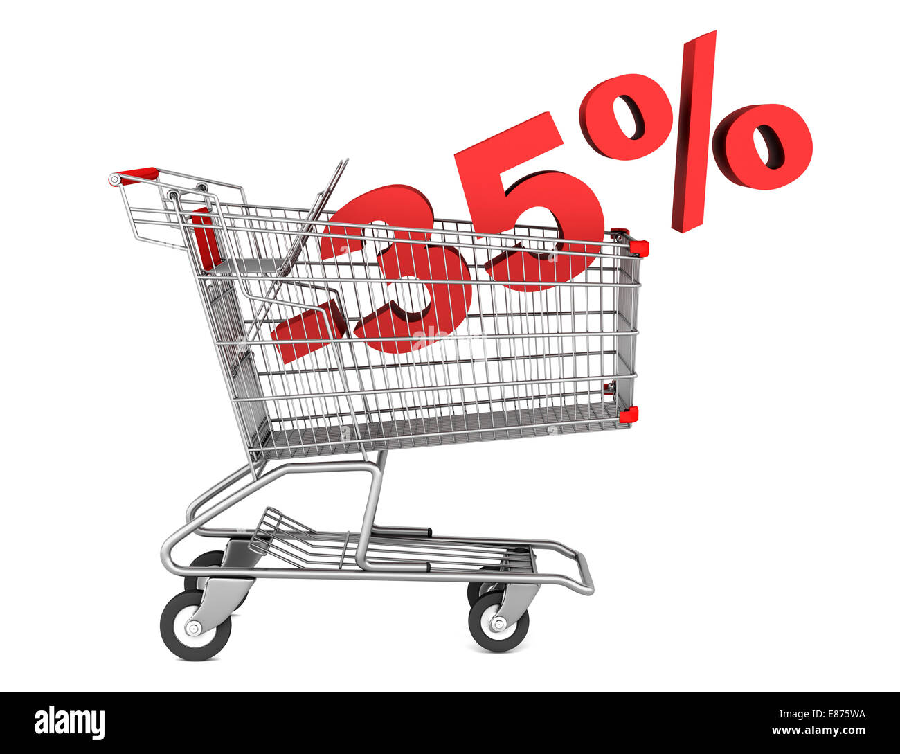 shopping cart with 35 percent discount isolated on white background ...