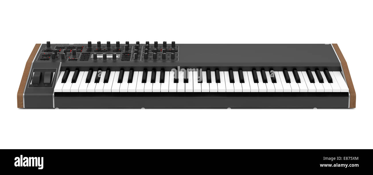black synthesizer isolated on white background Stock Photo - Alamy