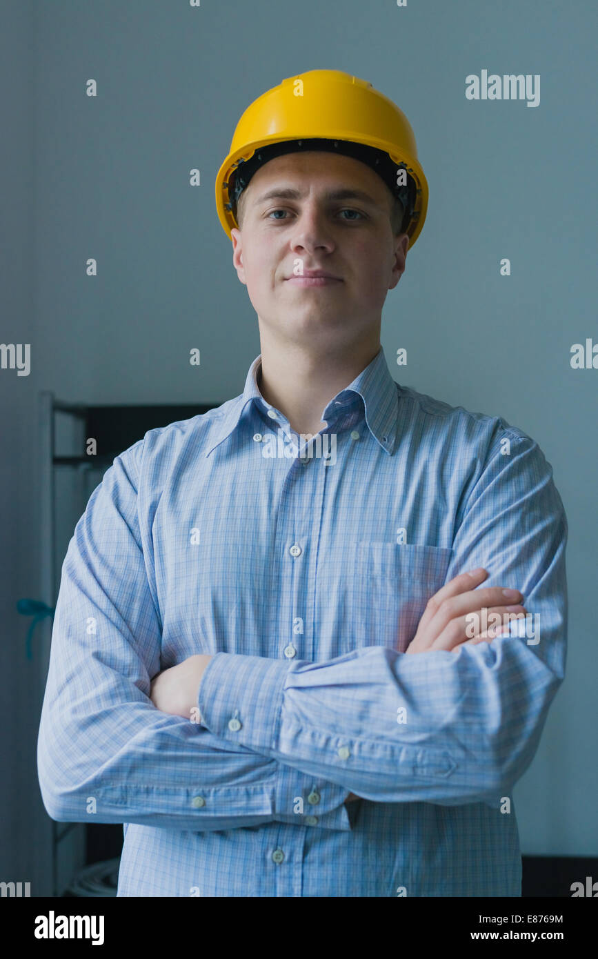 Man in the construction helmet Stock Photo - Alamy
