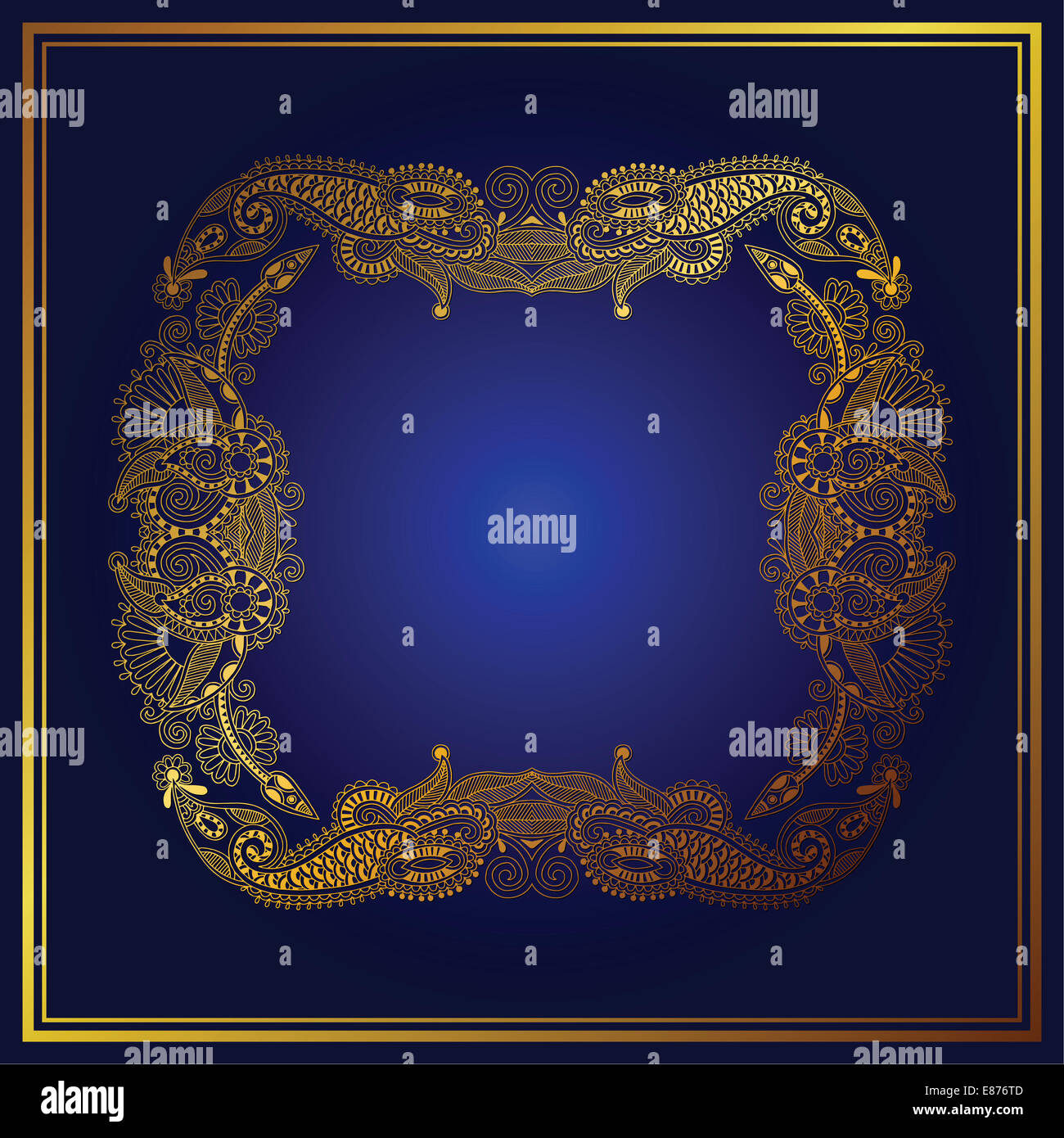 Elegant gold line art ornamental lace circle pattern, design whi Stock ...