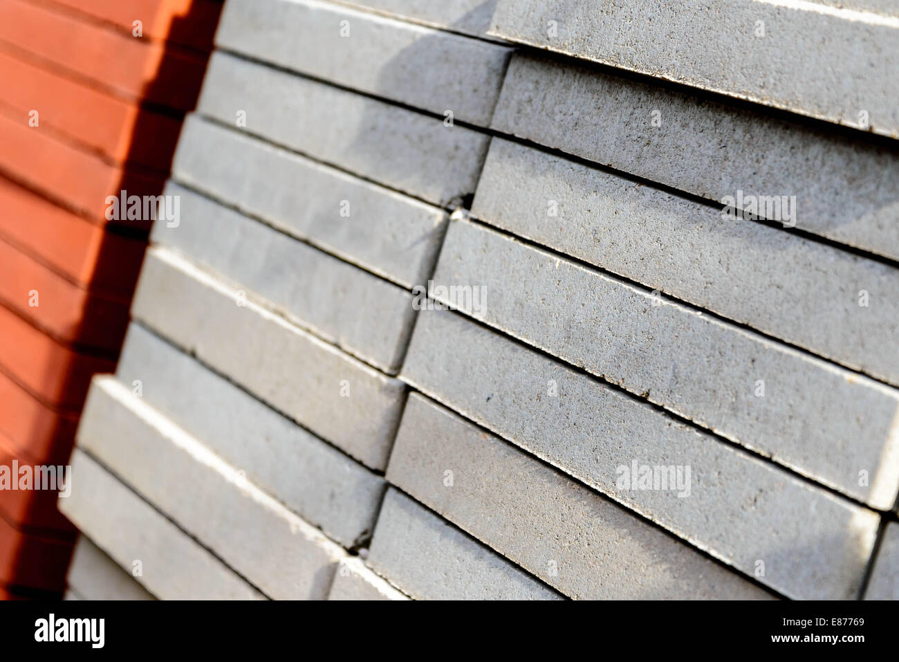 stacked masonry building materials, bricks Stock Photo - Alamy