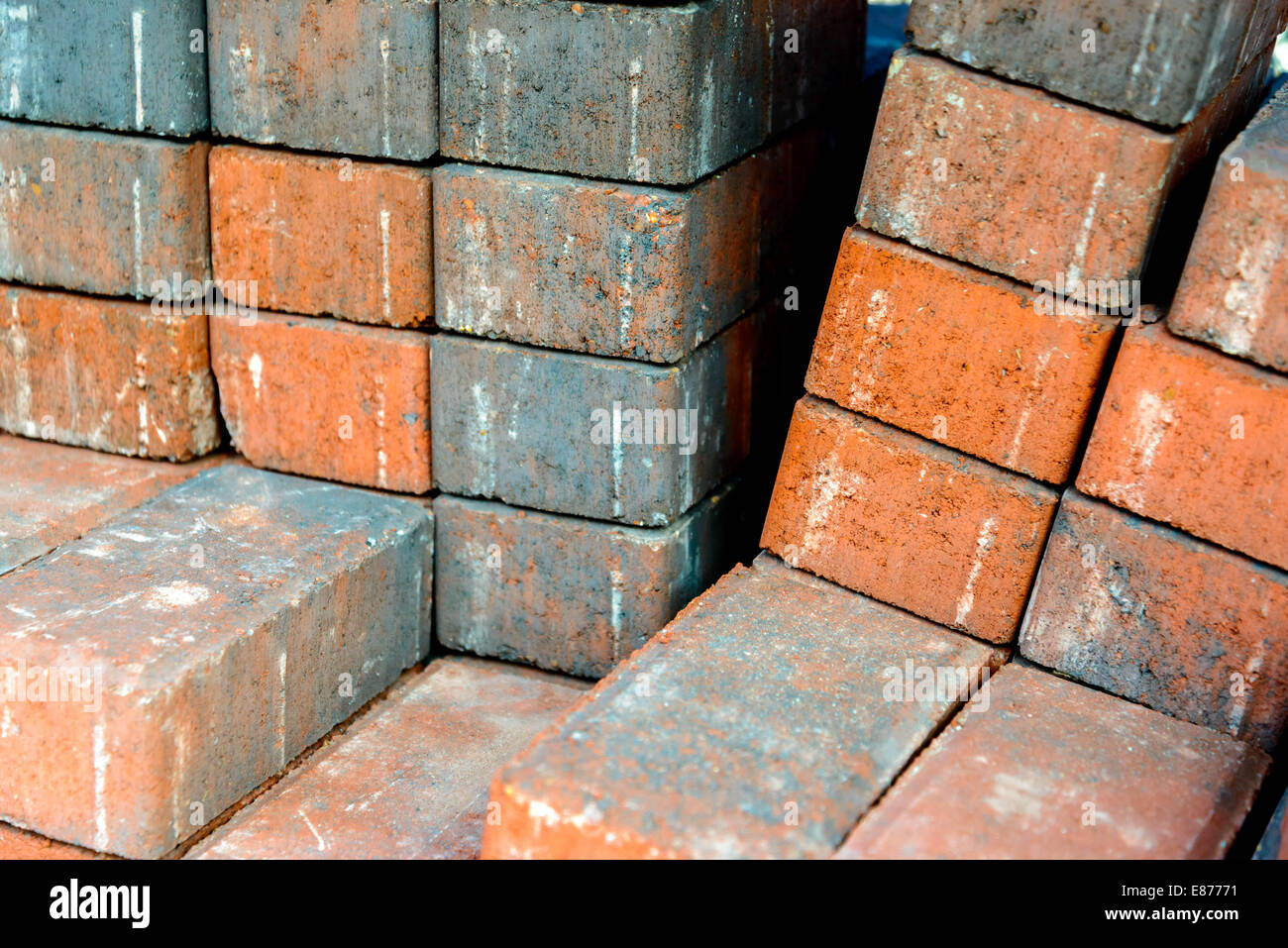 stacked masonry building materials, bricks Stock Photo - Alamy