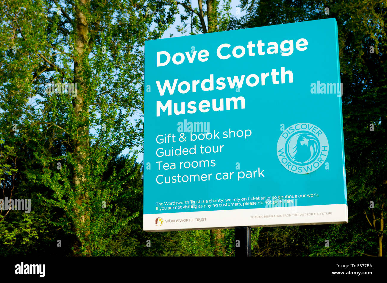 Sign for Dove Cottage, Wordsworth Museum, Town End, Grasmere, Lake ...
