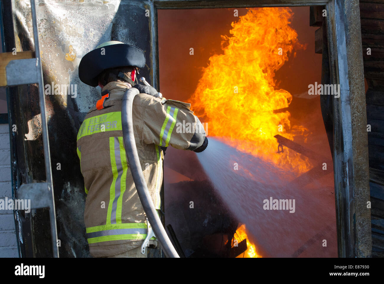Berlin, Germany, firefighter at work Loesch Stock Photo - Alamy