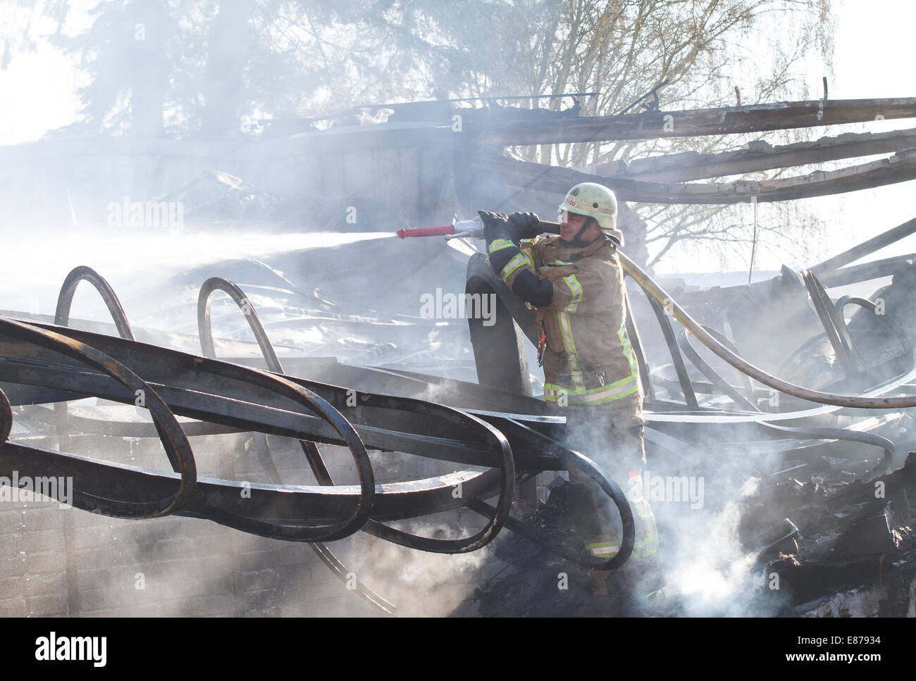 Berlin, Germany, firefighter at work Loesch Stock Photo - Alamy