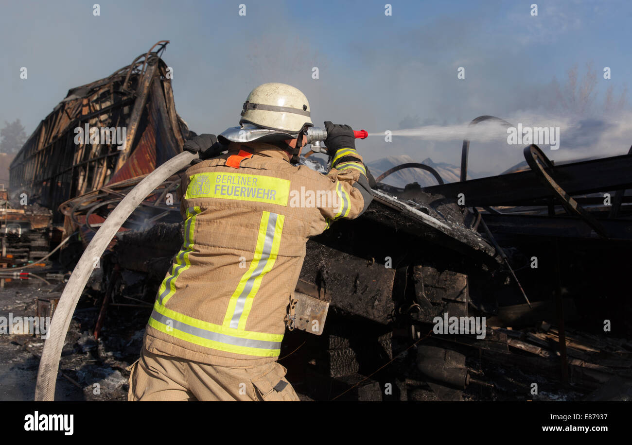 Berlin, Germany, firefighter at work Loesch Stock Photo - Alamy