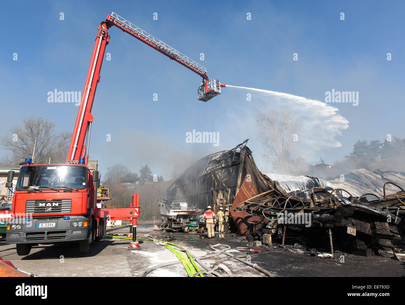 Berlin, Germany, firefighters clears with the fire department ...
