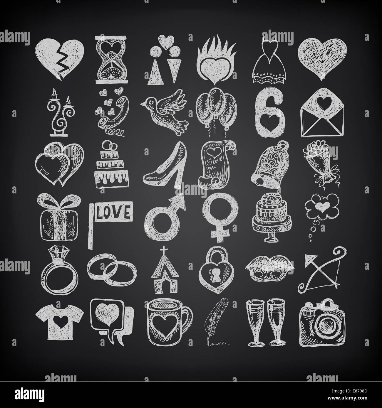 36 hand drawing doodle icon set, wedding sketchy illustration Stock ...