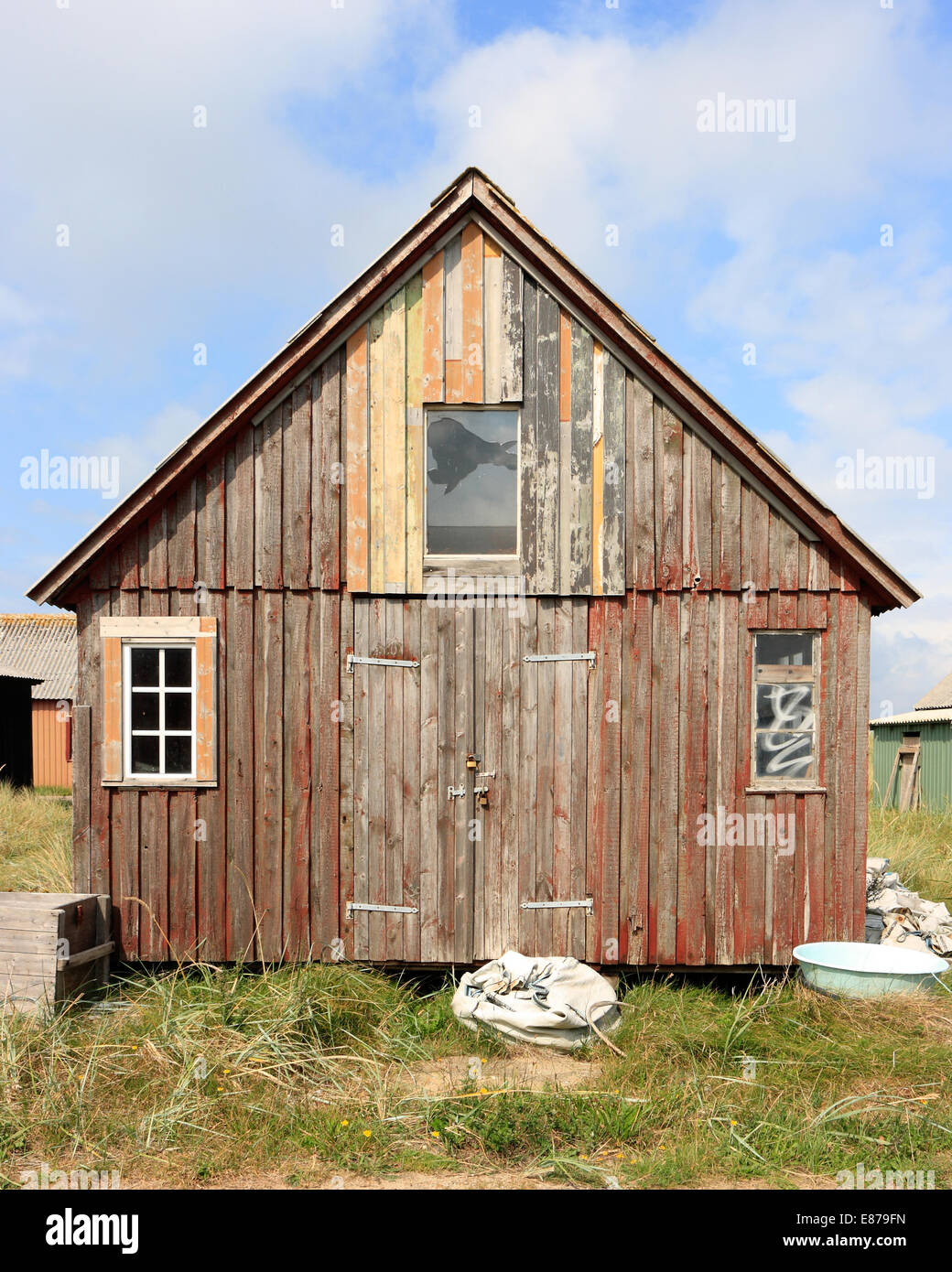 Hvide Sande, Denmark, old fishing shack on the harbor Stock Photo - Alamy