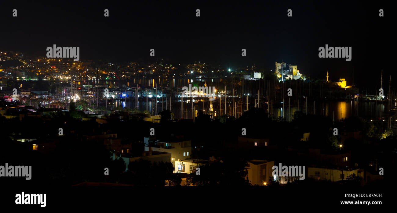 Bodrum Town Castle at Night Stock Photo - Alamy