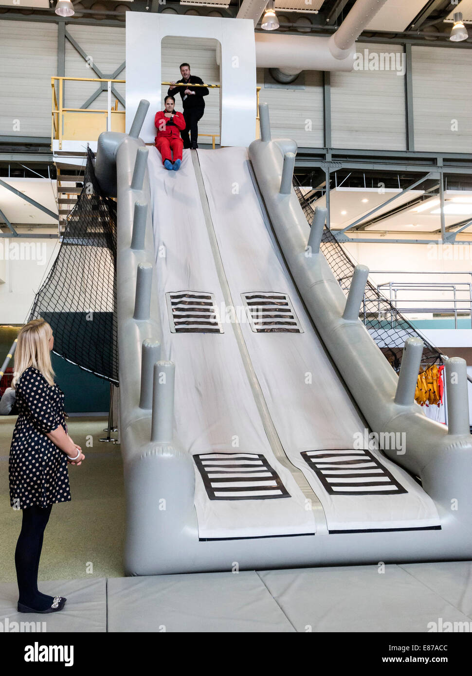 Safety school at the Virgin Atlantic Training Base in London Stock ...