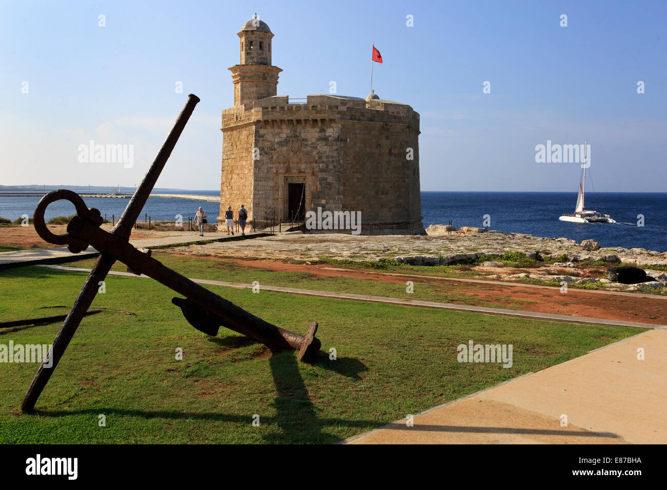 The watchtower of Castell de Sant Nicolau, Ciutadella, Minorca, Spain ...