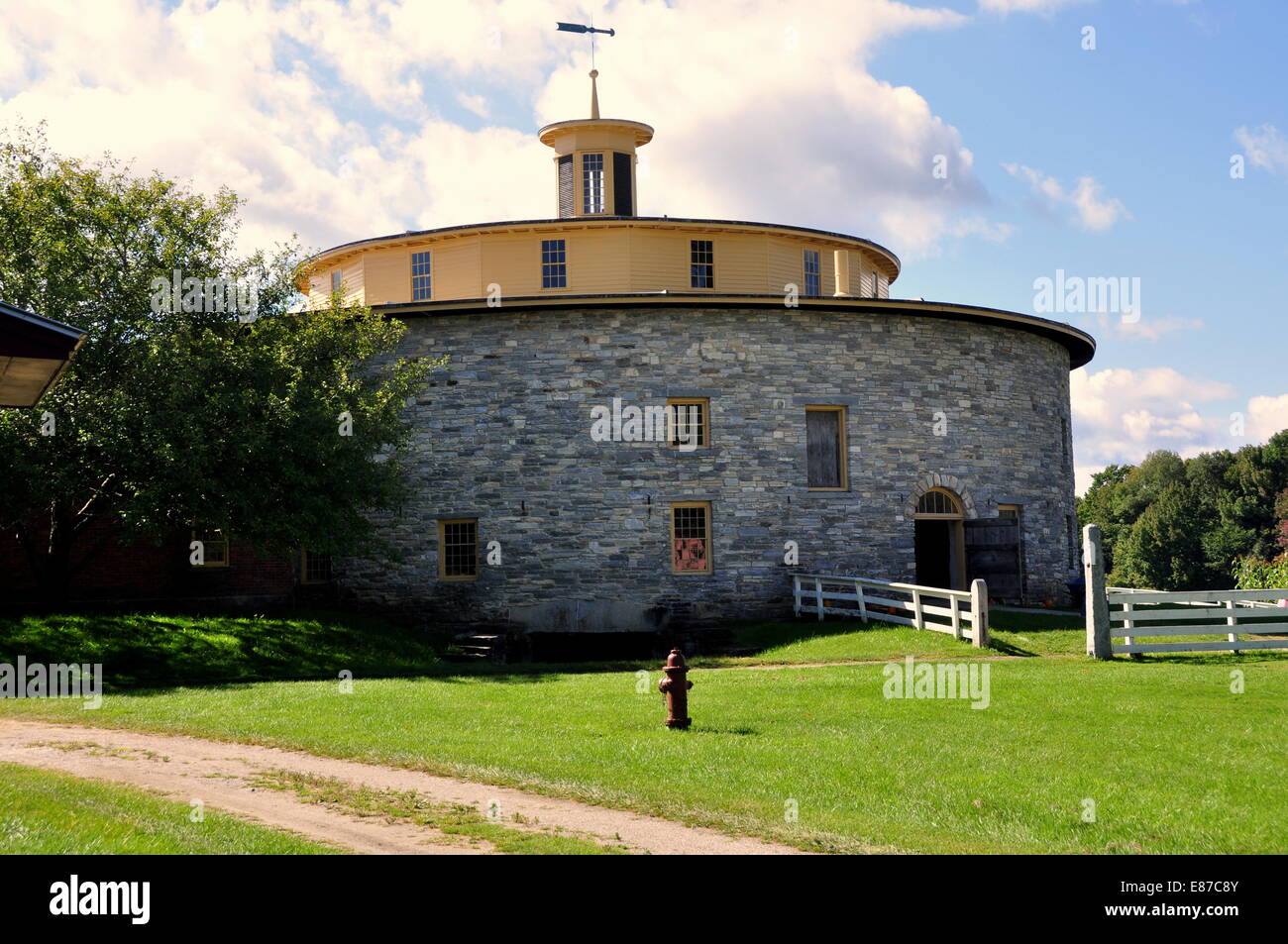 Hancock, Massachusetts: The 1826 round stone barn at the Hancock Shaker ...