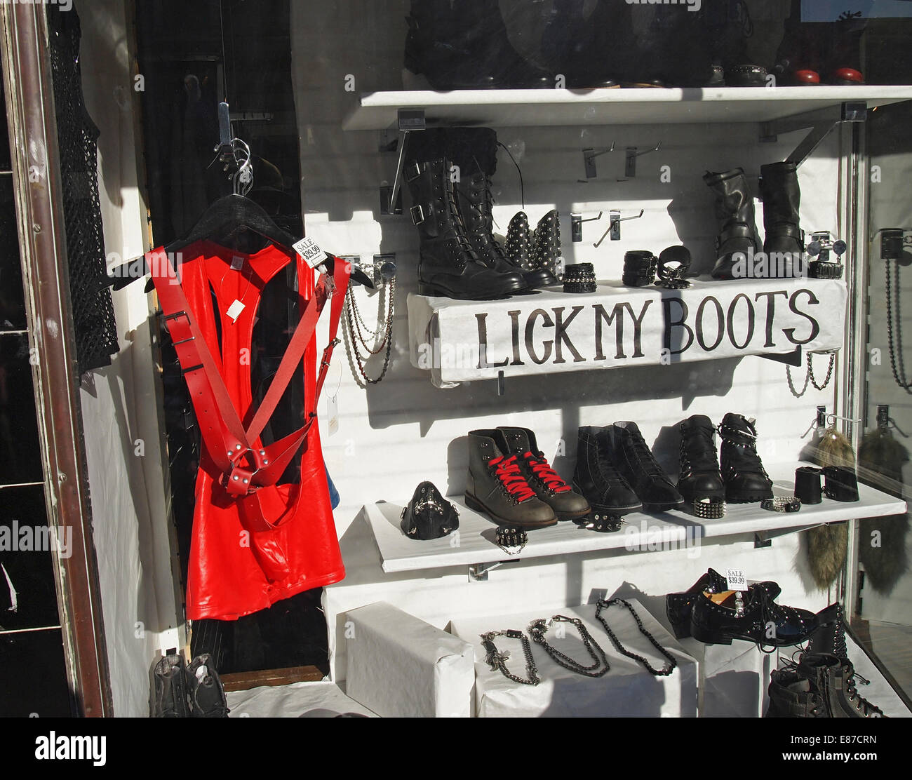Outfit store display window on Castro Street San Francisco Stock Photo ...