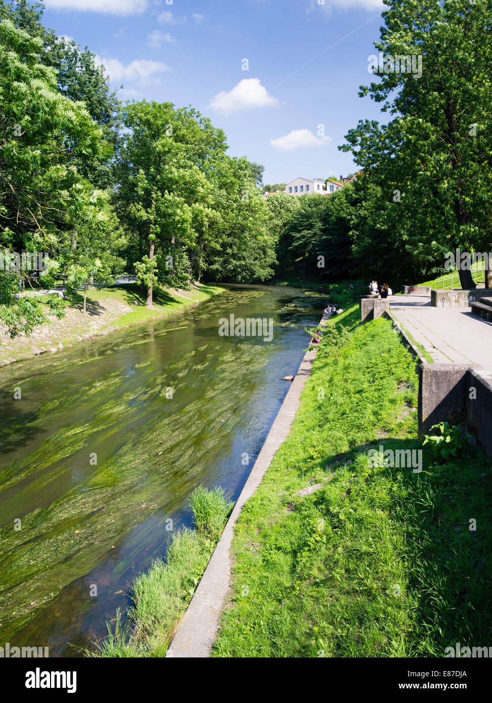 View down the Vilnius River, in Senamiestyje/Old Town, Vilnius ...