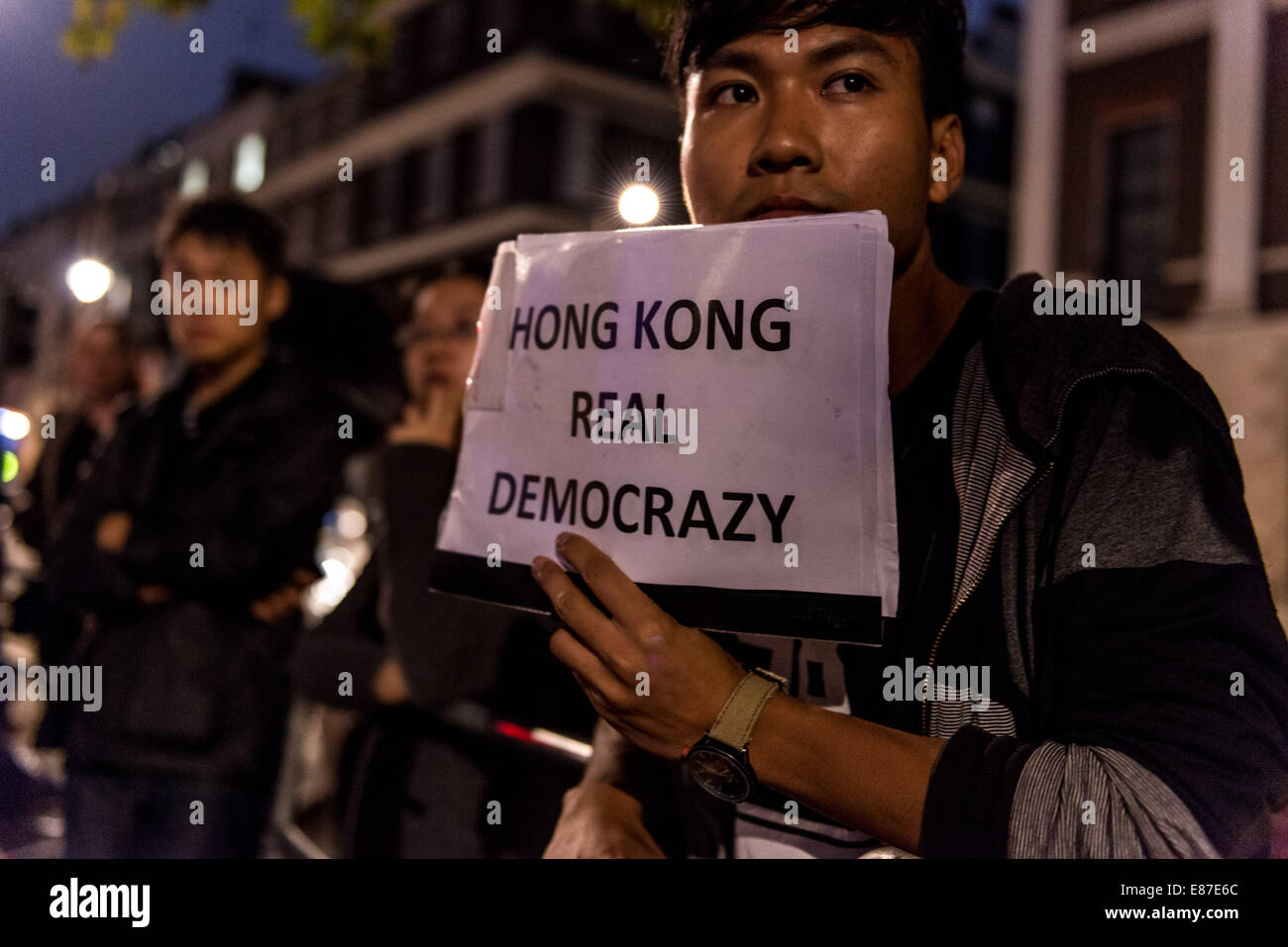 Hong Kong protest outside Chinese Embassy in London Stock Photo - Alamy