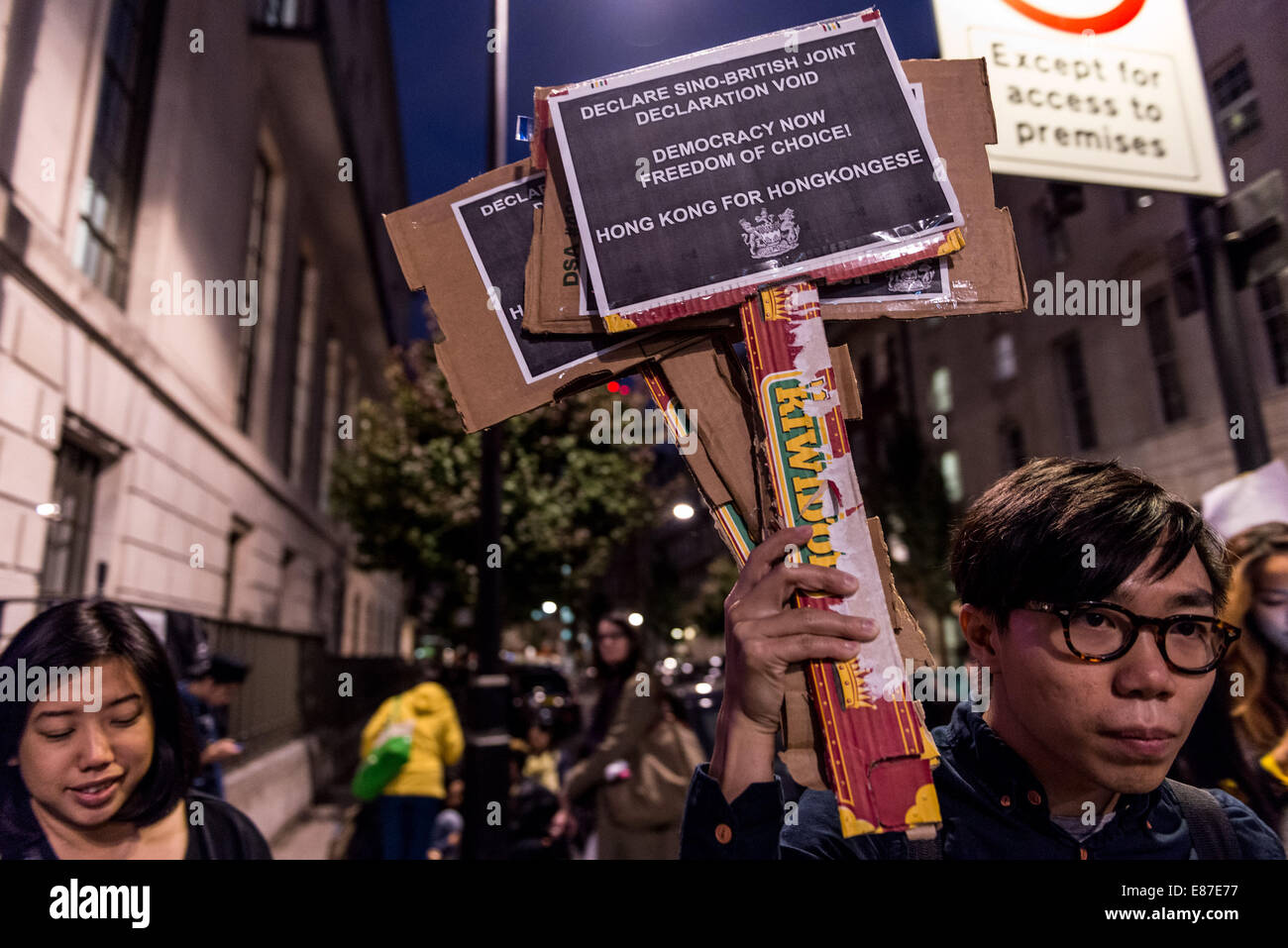 Hong Kong protest outside Chinese Embassy in London Stock Photo - Alamy