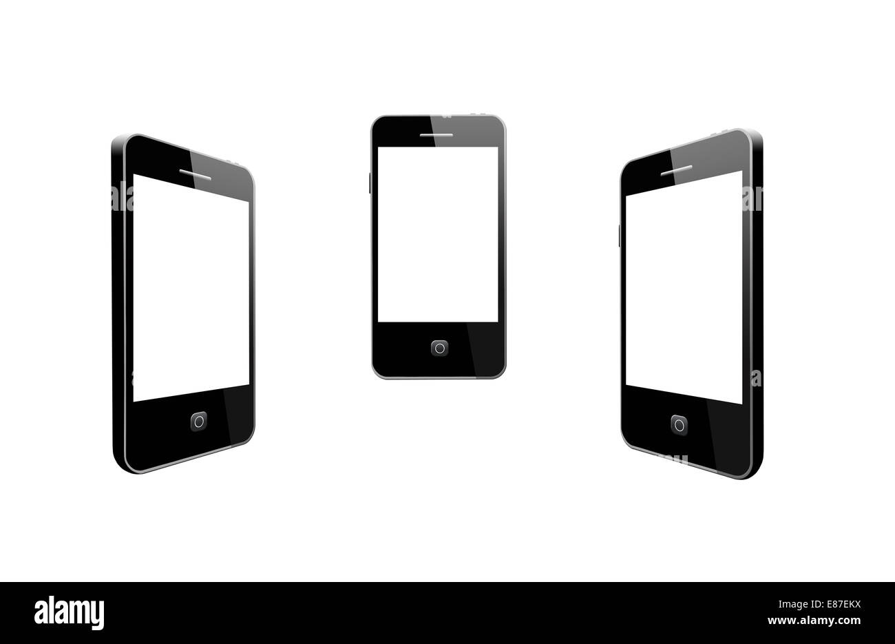 three modern mobile phones isolated on the white background Stock Photo ...