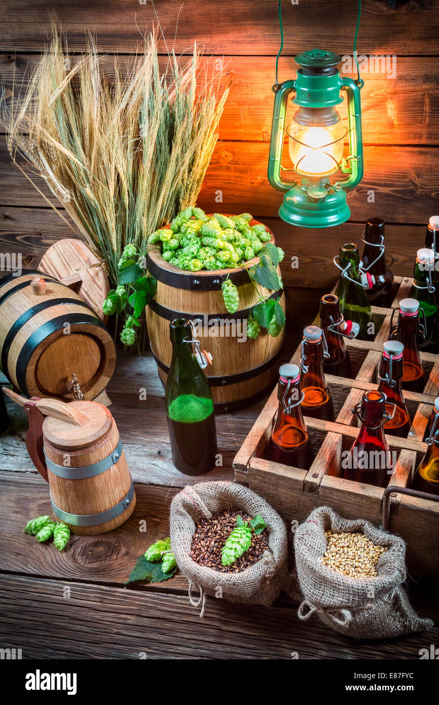 Homemade beer stored in the cellar Stock Photo - Alamy