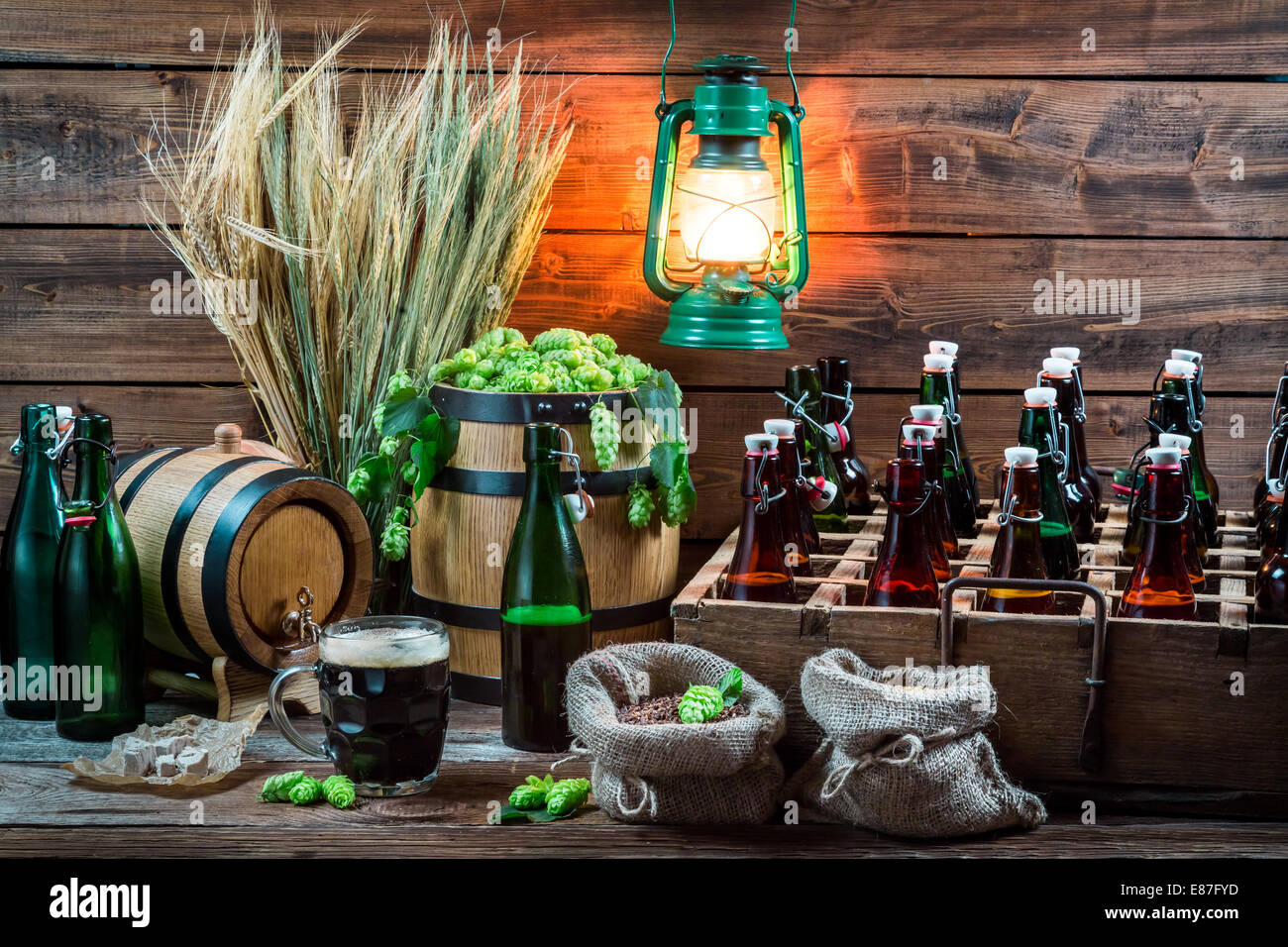 Homemade beer aged in the cellar Stock Photo - Alamy